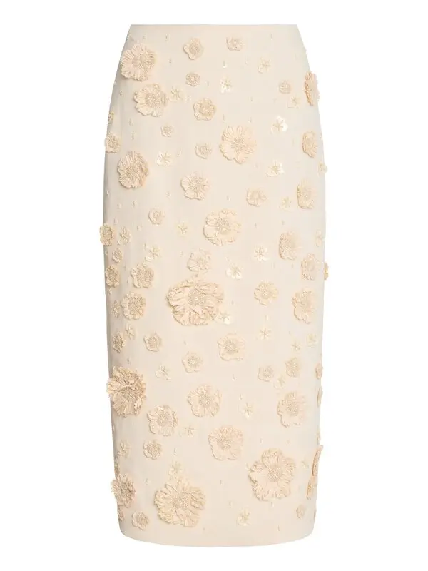 Alexis Torie Raffia-detailed Woven Midi Skirt - Ivory
