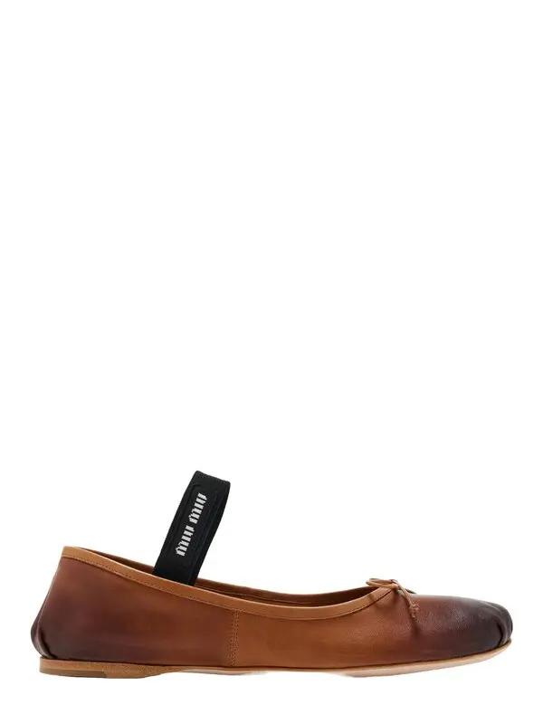 Miu Miu Leather Ballet Flats - Brown