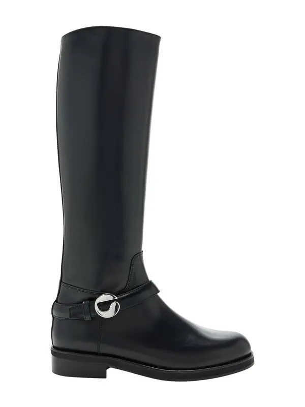 Coperni Belt Cavalier Leather Knee Boots - Black