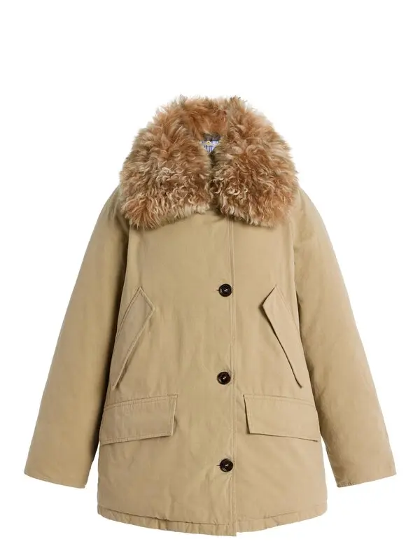 Prada Shearling-trimmed Down Jacket - Neutral
