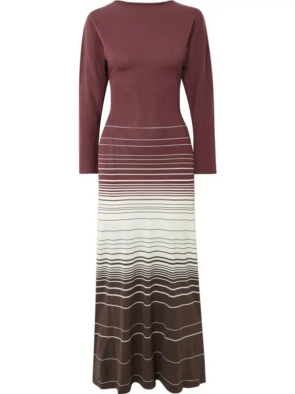 Faithfull The Brand Idun Twisted Open-back Striped Cotton-blend Maxi Dress - Burgundy