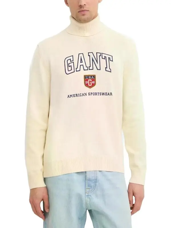 Gant Logo-lettering Turtleneck Sweater - Neutrals