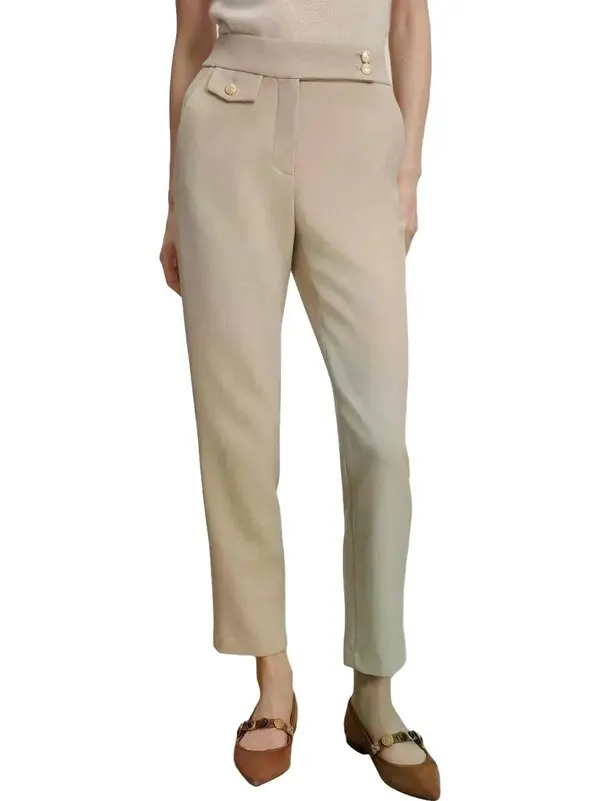 Veronica Beard Button-detailed Tailored Trousers - Neutrals