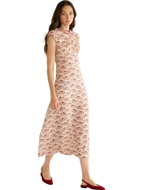 DÔEN Raphaela Floral Print Midi Dress - Ivory Rosier Floral