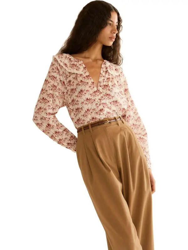 DÔEN Floral Print Jean Top - Ivory Rosier Floral
