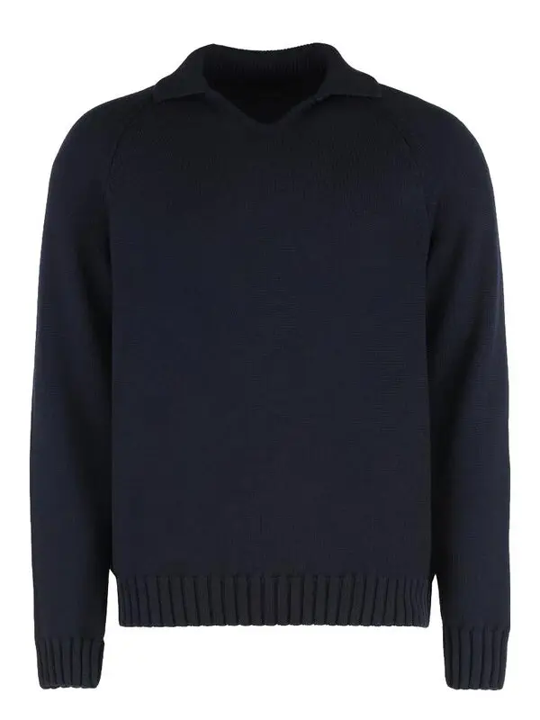SLOWEAR Wool V-neck Sweater - Blue