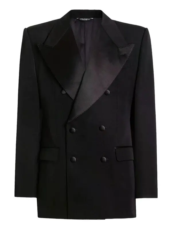 Dolce & Gabbana Double-breasted Satin-lapel Jacket - Black