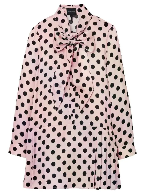Marc Jacobs Polka-dot Pleated Mini Dress - Pink