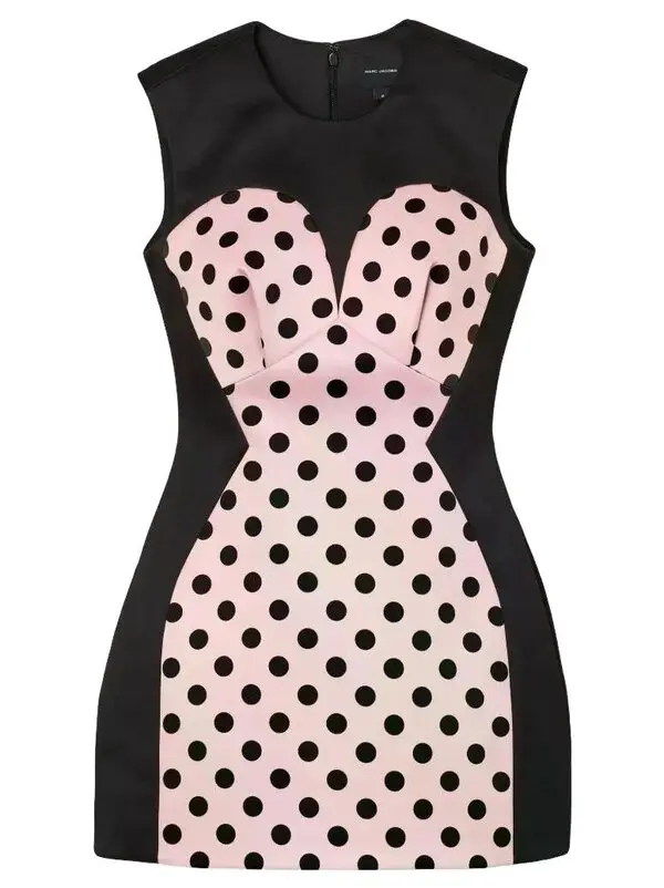 Marc Jacobs Polka-dot Seamed Dress - Black