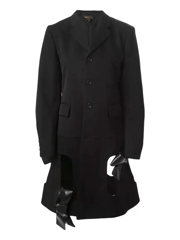 Comme Des Garçons Cut-out Bow Detailing Coat - Black