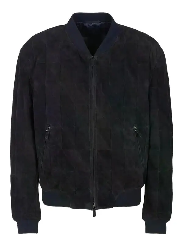 Giorgio Armani Suede Bomber Jacket - Blue