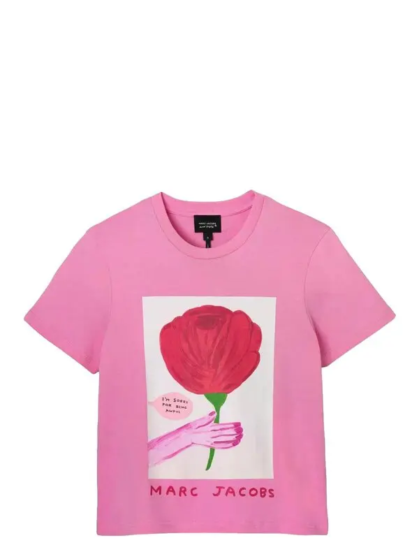 Marc Jacobs Rose Print Cotton T-shirt - Pink