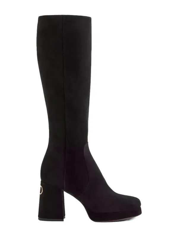 Valentino Garavani 90mm Fawcette Platform V-logo Boots - Black