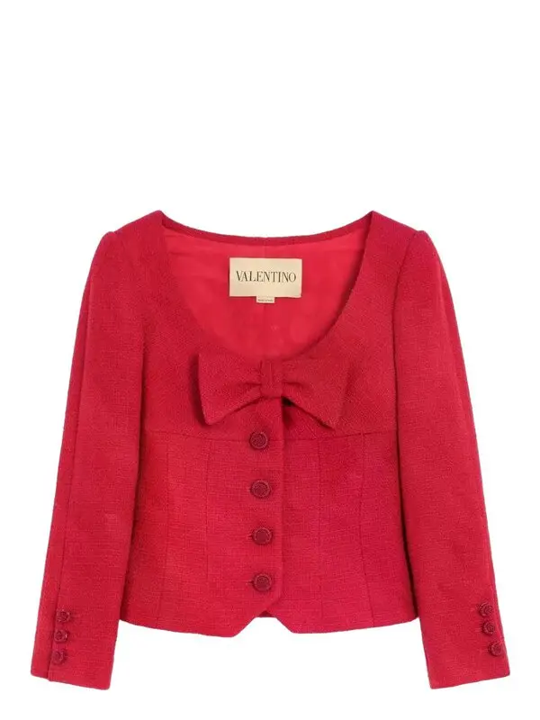 Valentino Garavani Bow-detail Tweed Blazer - Red
