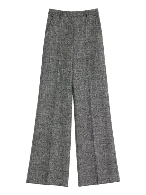 Valentino Garavani Wool Mouliné Palazzo Trousers - Grey