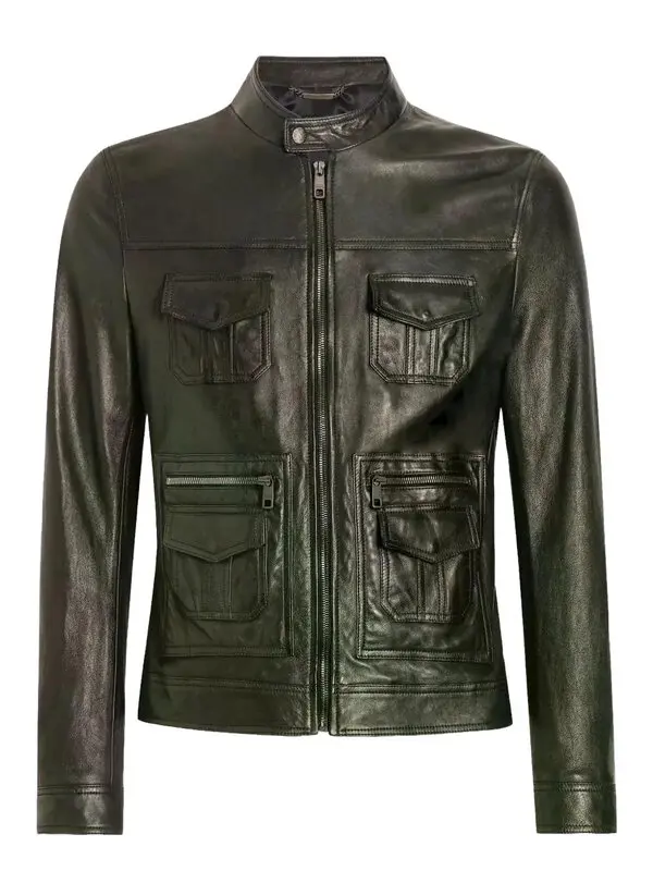 Dolce & Gabbana Zip-fastening Pocketed Leather Jacket - Black