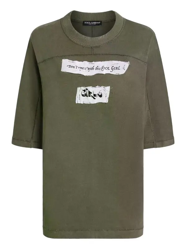 Dolce & Gabbana Panelled Graphic-print T-shirt - Green