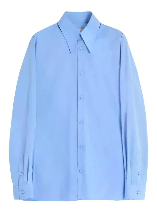Valentino Garavani Pointed-collar Cotton Shirt - Blue
