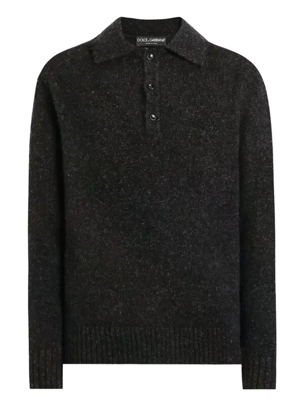 Dolce & Gabbana Buttoned Wool-blend Polo Shirt - Black