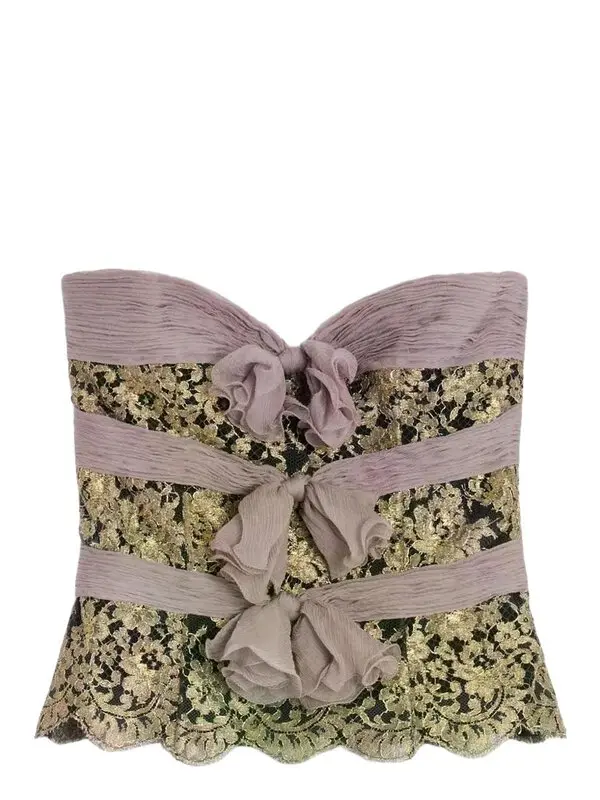 Valentino Garavani Strapless Lace Corset Top - Grey
