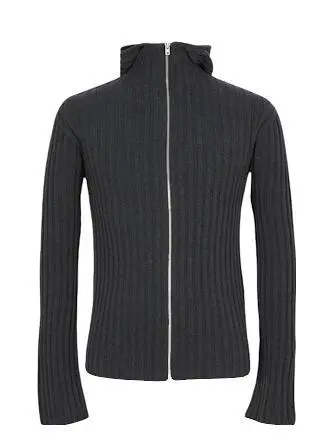 Acne Studios Zip Up Hooded Sweater - Charcoal