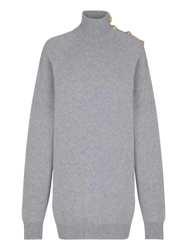 Balmain Batwing Eco Cashmere Short Dress - Grey