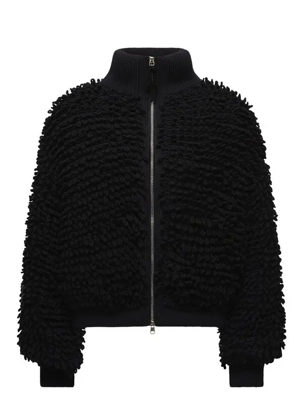 MONCLER X EDWARD ENNINFUL X Ee72 Edward Enninful Wool Blend Zip-up Cardigan - Black