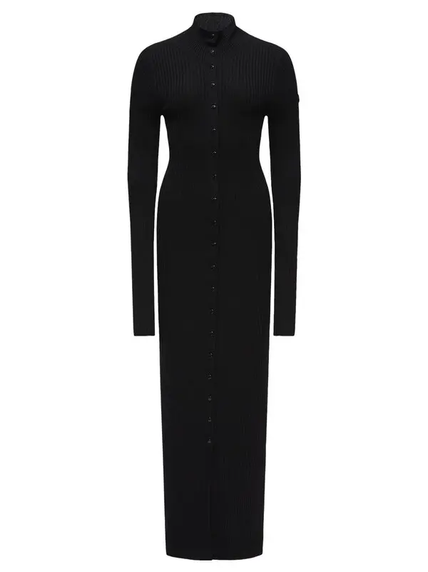 MONCLER X EDWARD ENNINFUL Wool Turtleneck Maxi Dress - Black