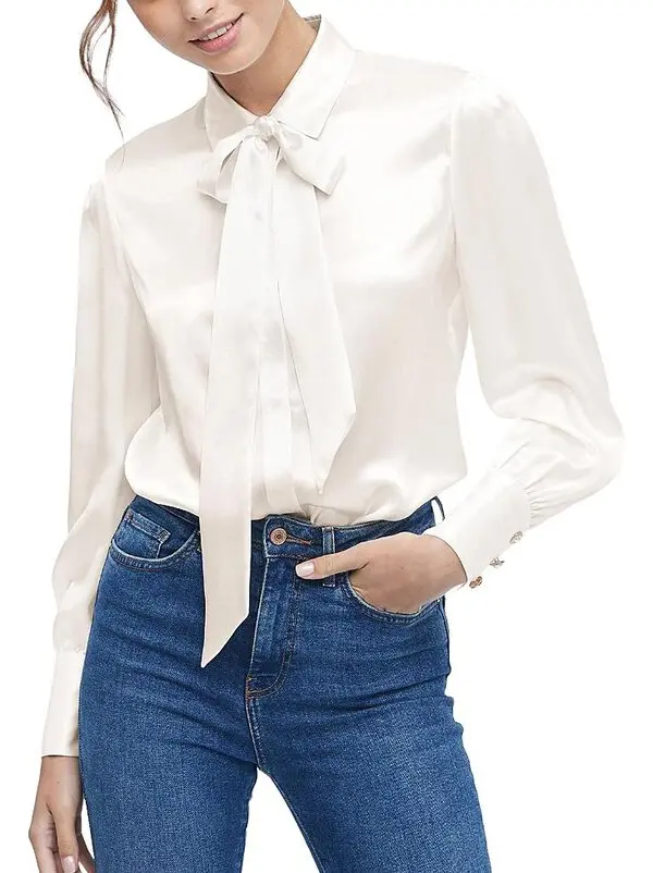 Lilysilk 2-in-1 Silk Shirt With Bow - Natural White