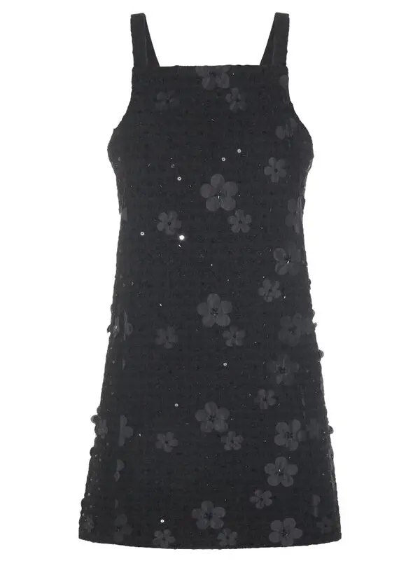 TWINSET Boucle Mini Dress - Boucle'' Fiori Nero
