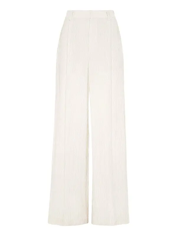 Brunello Cucinelli Corduroy Wide-leg Trousers - White