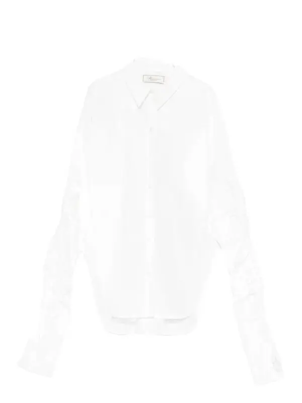 Blumarine Gathered-sleeve Button-down Shirt - White