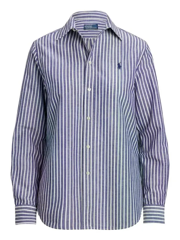 Polo Ralph Lauren Striped Logo-embroidered Shirt - Blue