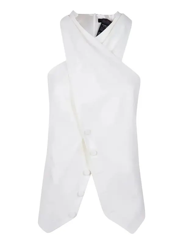 Max Mara Cross-neck Button Top - White