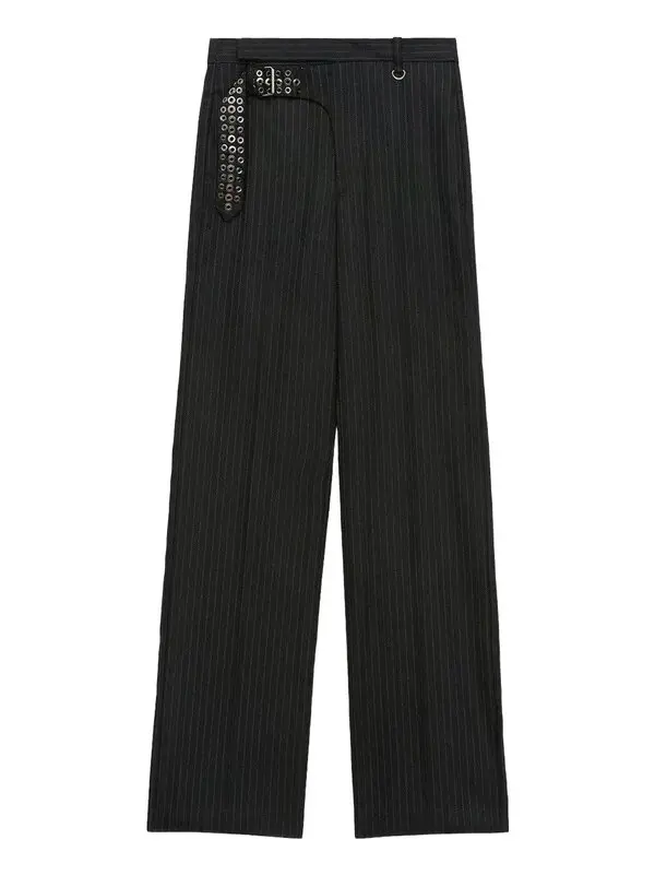 Isabel Marant Pinstripe Trousers With Metal Detail - Black