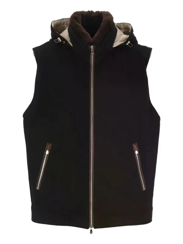 Brunello Cucinelli Hooded Wool Gilet - Black