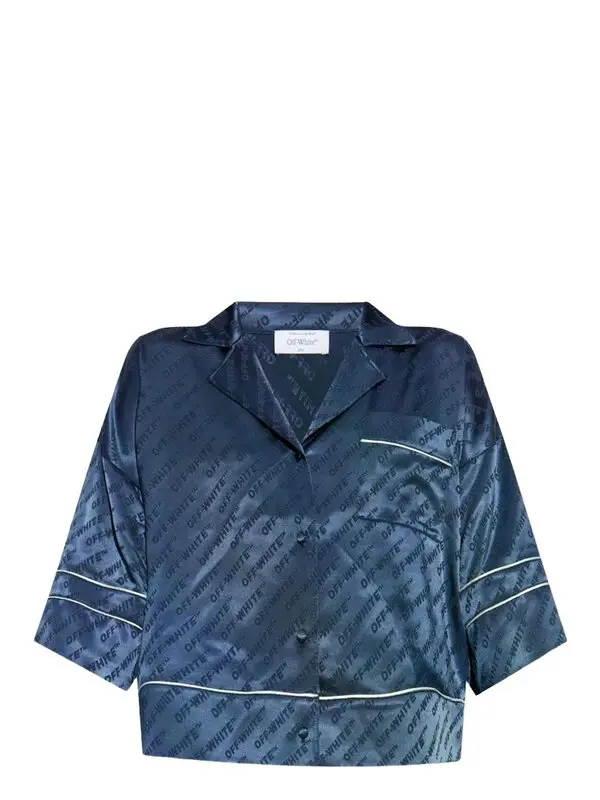 Off-White Logo-print Satin Shirt - Blue