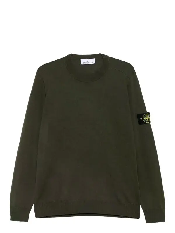 Stone Island Logo-patch Crew-neck Jumper - Green