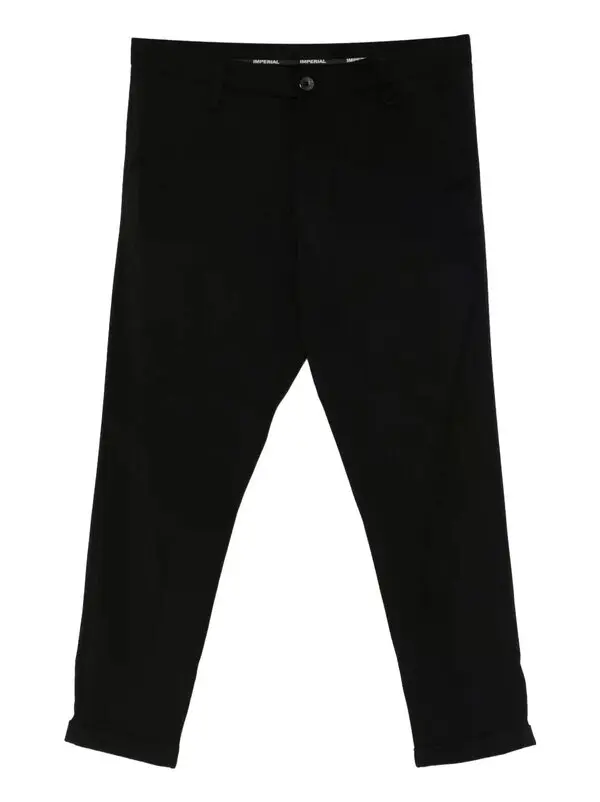 Imperial Cuffed Cotton Trousers - Black