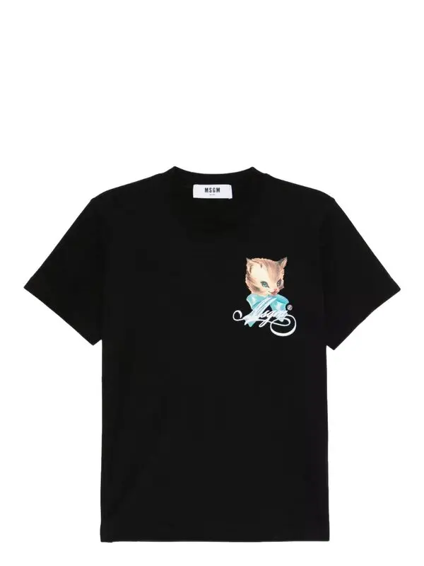 MSGM Logo-embroidered T-shirt - Black