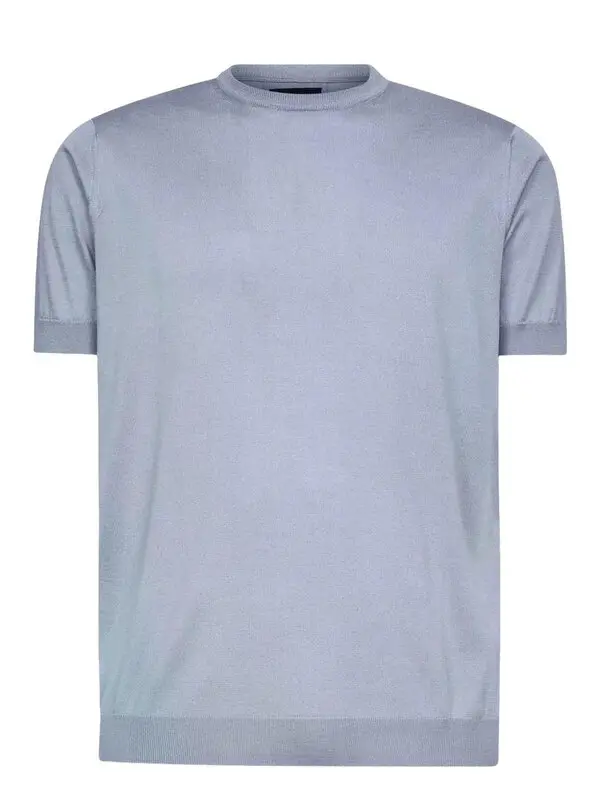 Giorgio Armani Ribbed Crew-neck Short-sleeve T-shirt - Blue