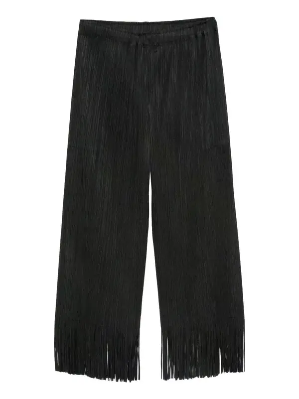 Issey Miyake Pleated Fringe Trousers - Black
