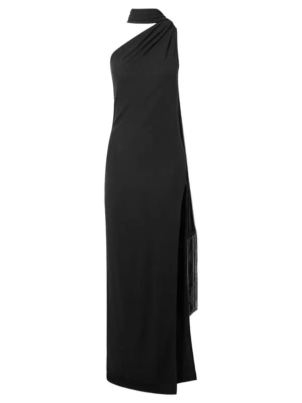 Acne Studios Dassy One-shoulder Fringed Gown - Black
