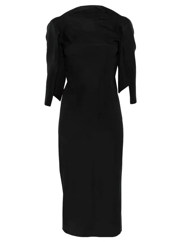 STEPHAN JANSON Puff-sleeve Sheath Midi Dress - Black