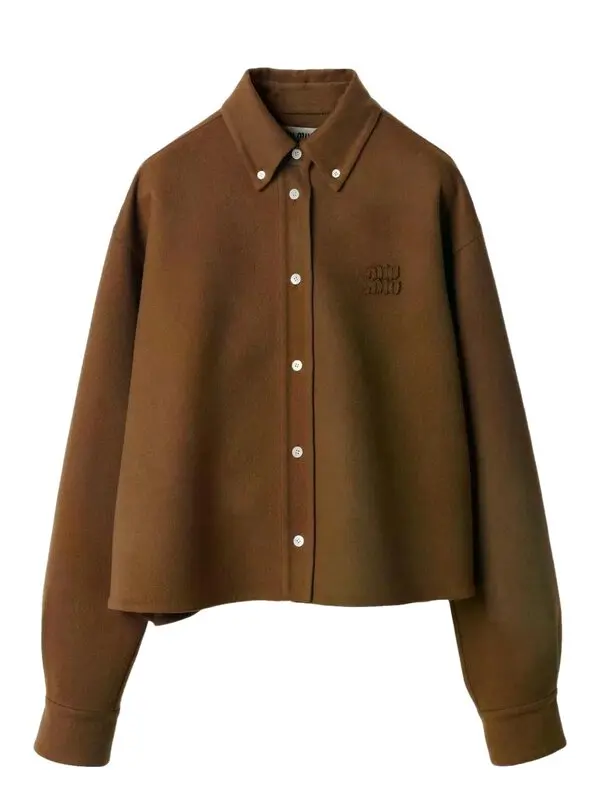 Miu Miu Logo-embroidered Shirt - Brown