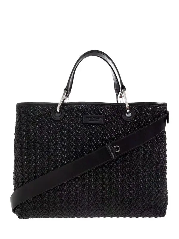Emporio Armani Woven Tote Bag - Black