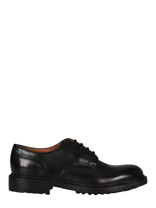 DOUCAL'S Leather Round-toe Lace-up Shoes - Black