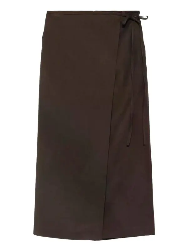 DUNST Wrap Tie-fastening Midi Skirt - Brown