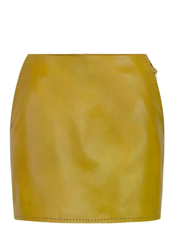 Elisabetta Franchi Leather Mini Skirt - Yellow