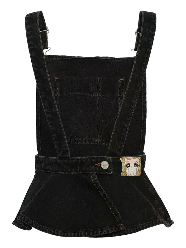 PUSHBUTTON Flared Denim Overall - Black